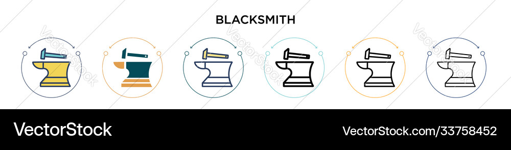 Blacksmith icon in filled thin line outline Vector Image