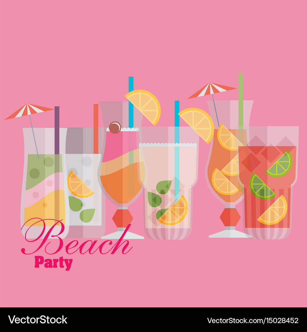 Cocktail drink fruit juice in flat design style Vector Image