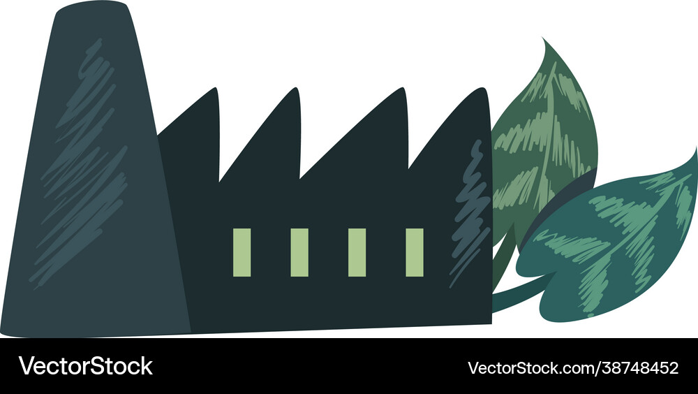 Eco factory with leaves Royalty Free Vector Image