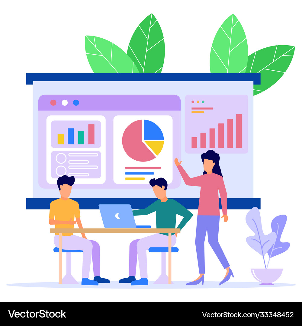 Graphic cartoon character business team work Vector Image