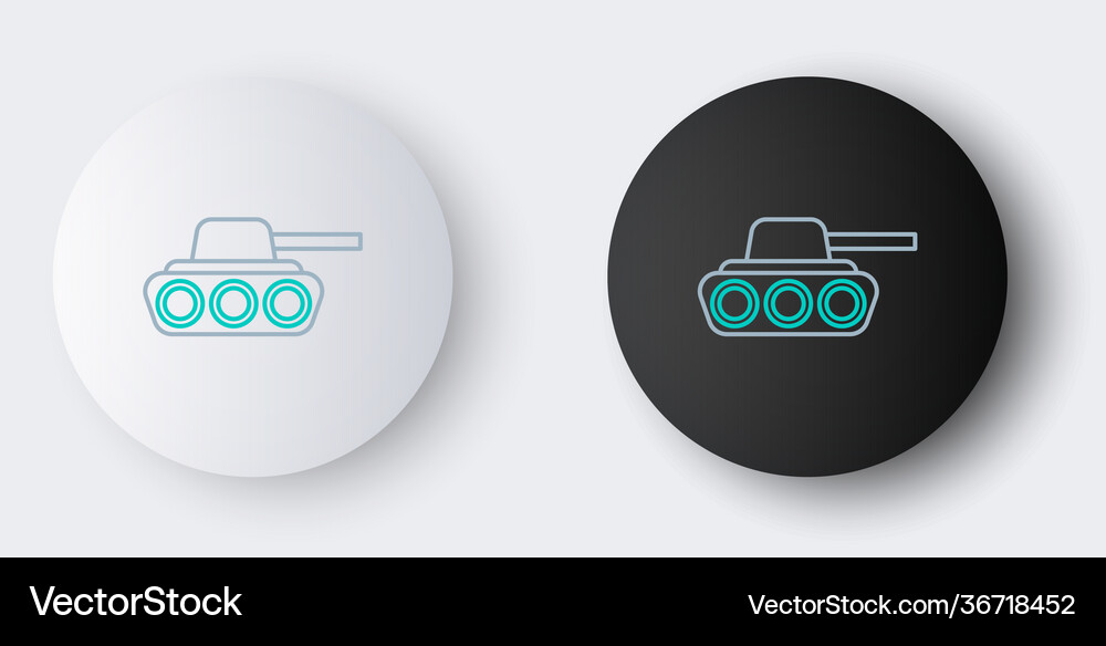 Line military tank icon isolated on grey Vector Image