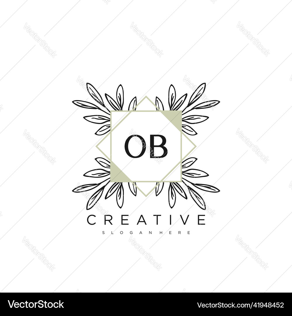 Ob initial letter flower logo template premium art