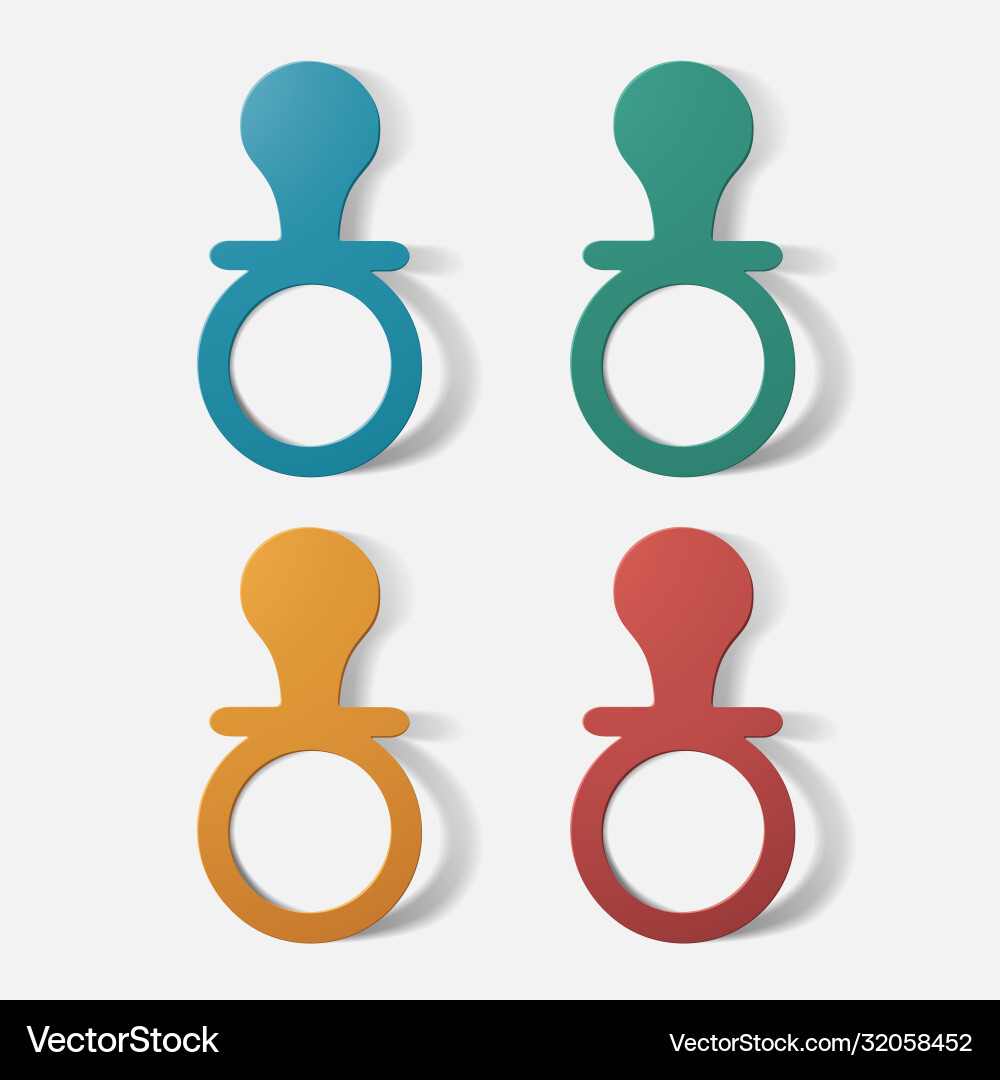 Paper clipped sticker baby pacifier soother Vector Image
