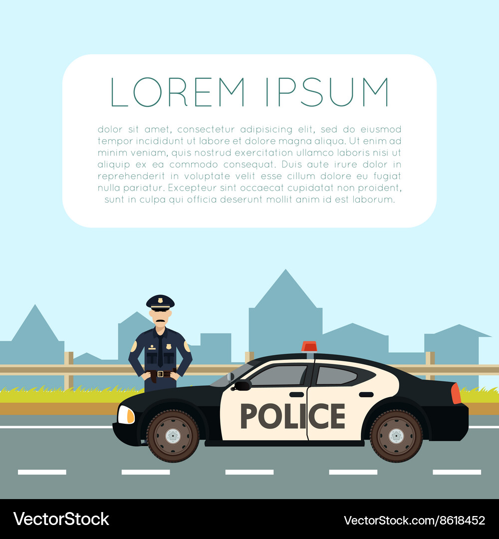 Police on the road banner1 Royalty Free Vector Image