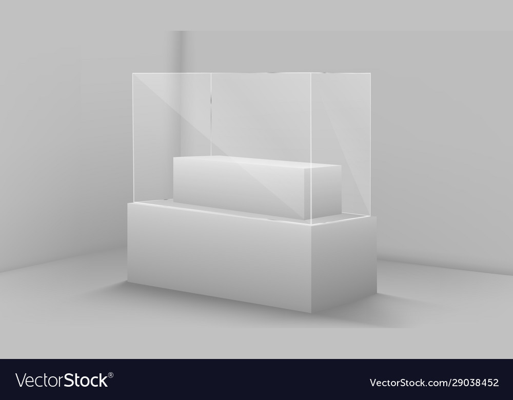 Realistic glass square showcase empty box Vector Image