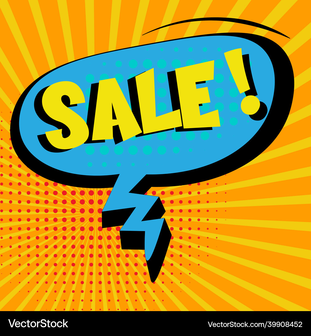 Sale comic lettering cartoon Royalty Free Vector Image