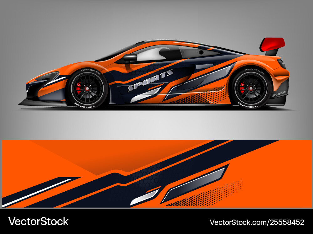 Sport car racing wrap design design Royalty Free Vector