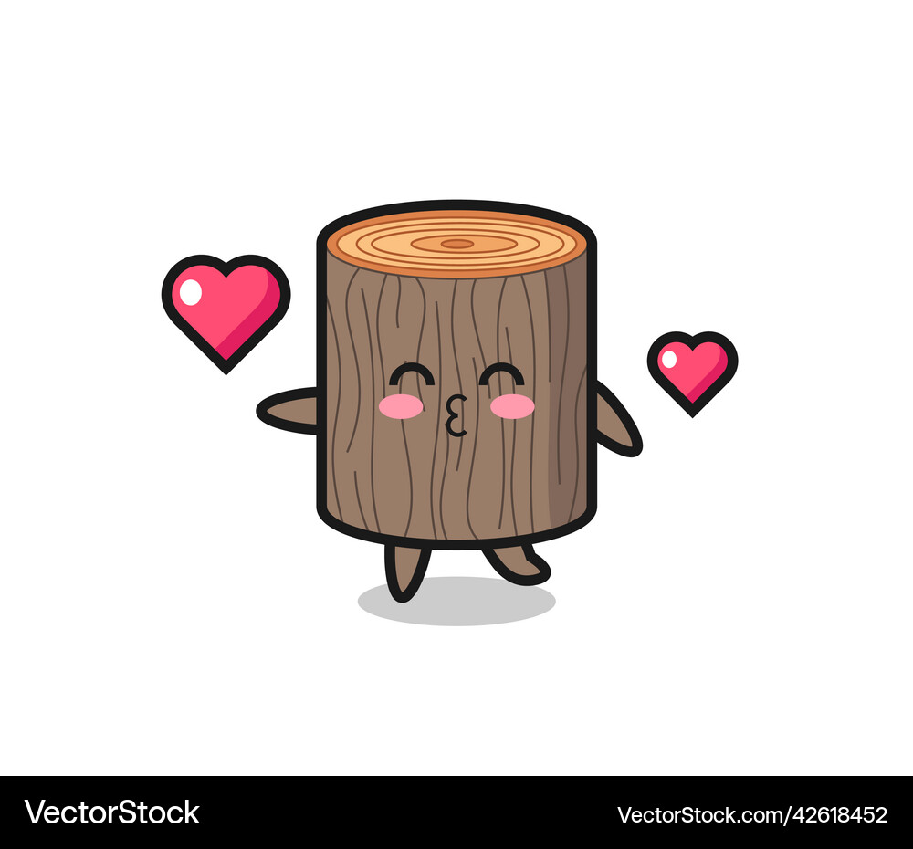 Tree stump character cartoon with kissing gesture Vector Image