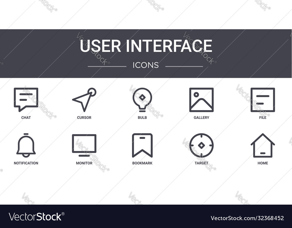 User interface concept line icons set contains Vector Image
