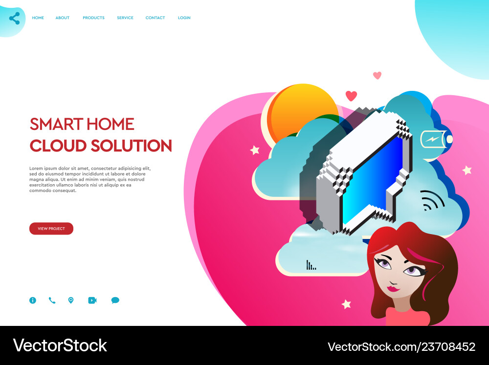 Web page template of business apps smart home Vector Image