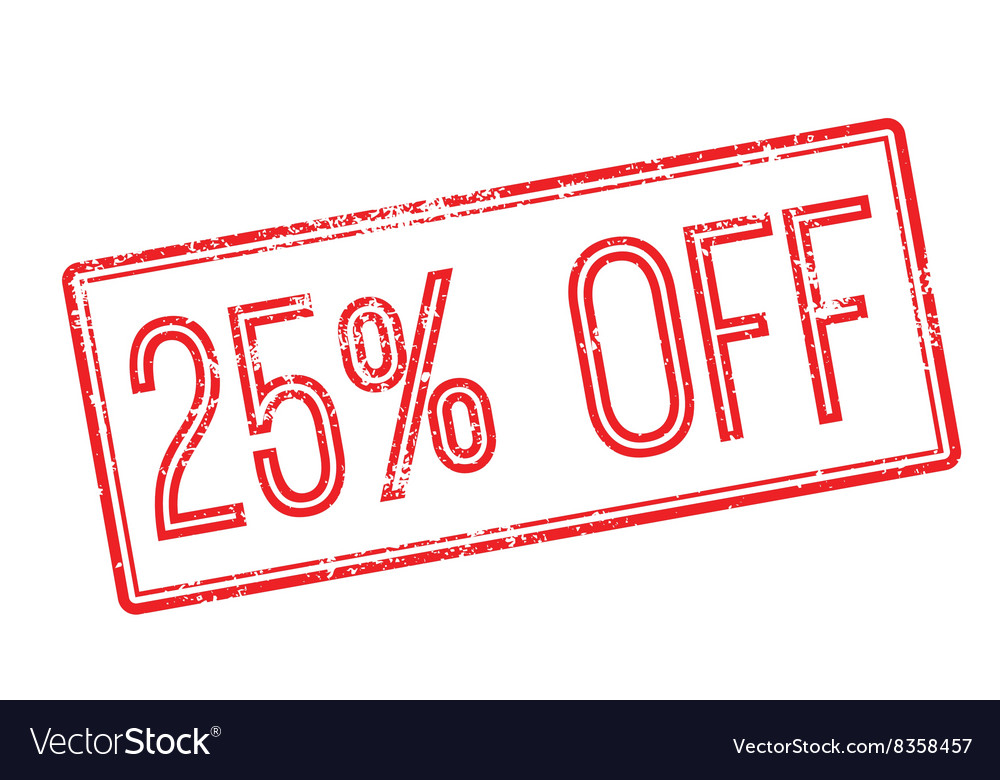 25 OFF red rubber stamp on white Royalty Free Vector Image