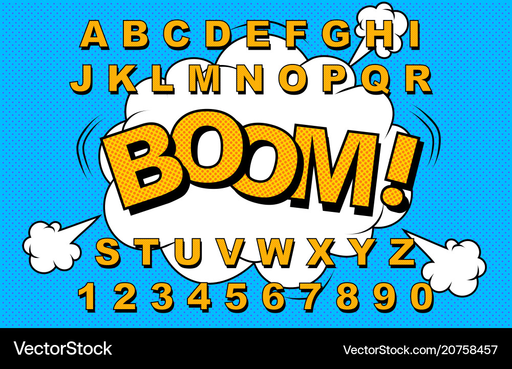 Alphabet comic Royalty Free Vector Image - VectorStock