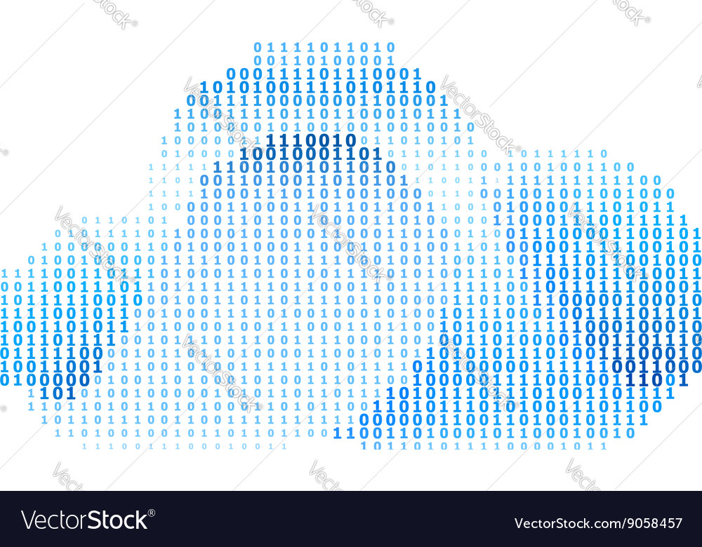 Blue cloud with binary code Royalty Free Vector Image