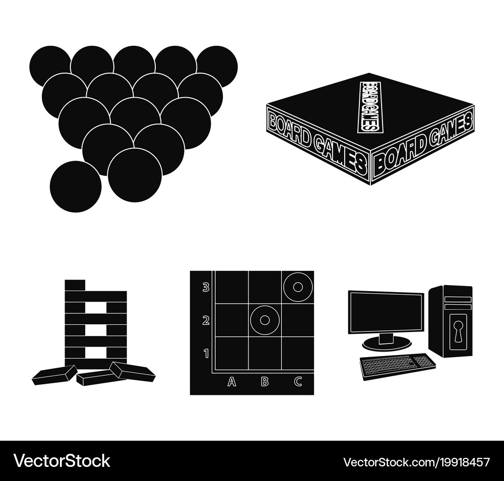 Board game black icons in set collection Vector Image