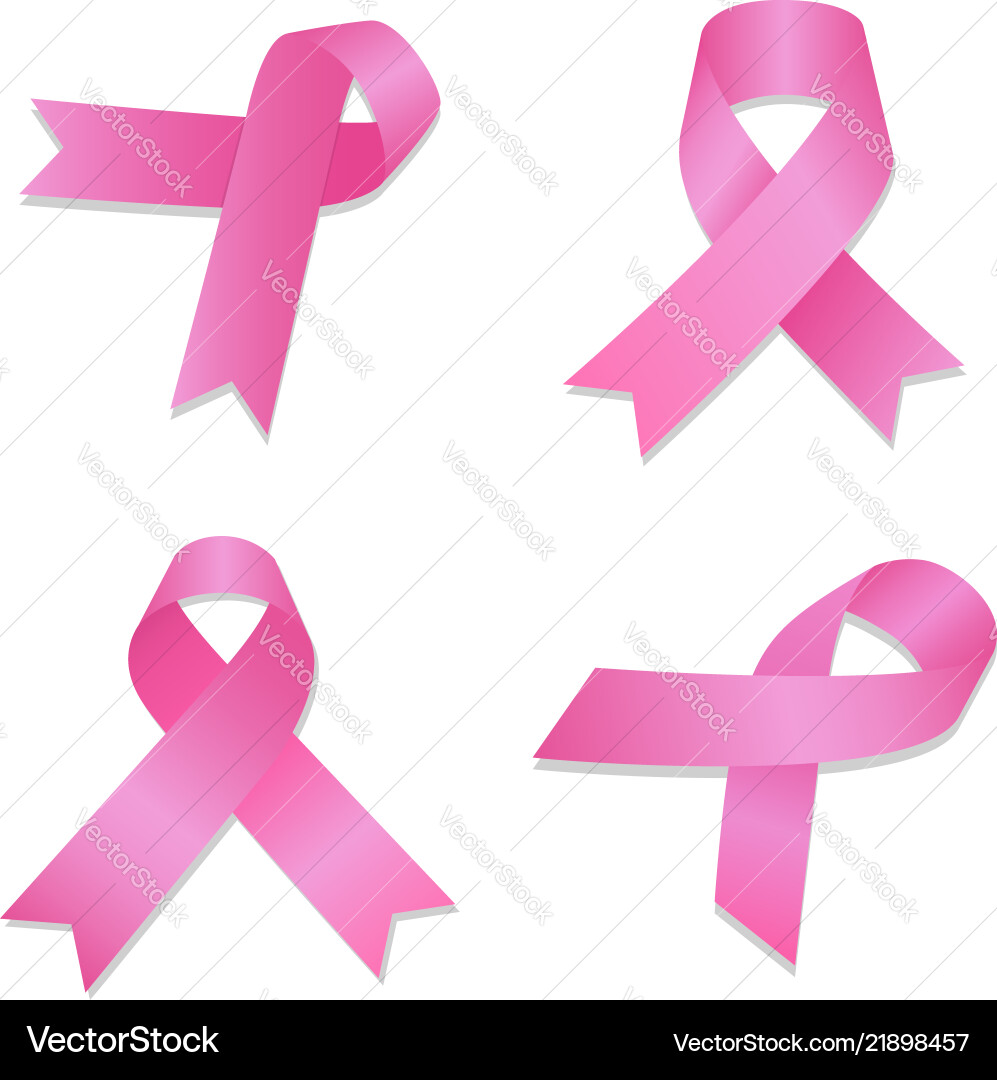 Breast cancer icon set isometric style Royalty Free Vector