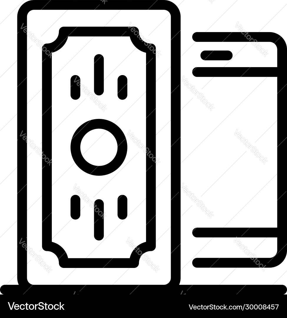Cash phone icon outline style Royalty Free Vector Image
