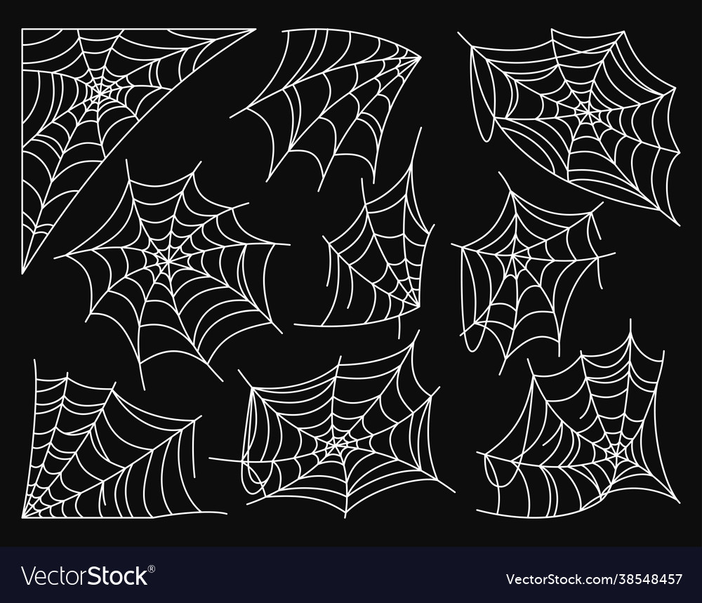Cobweb spider halloween black set scary Royalty Free Vector