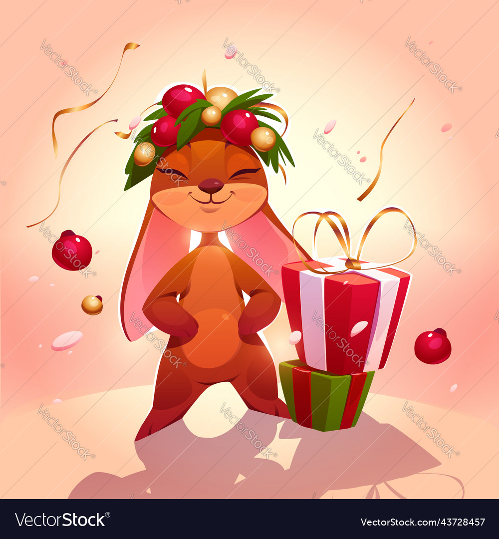 Cute rabbit cartoon character symbol of 2023 year Vector Image