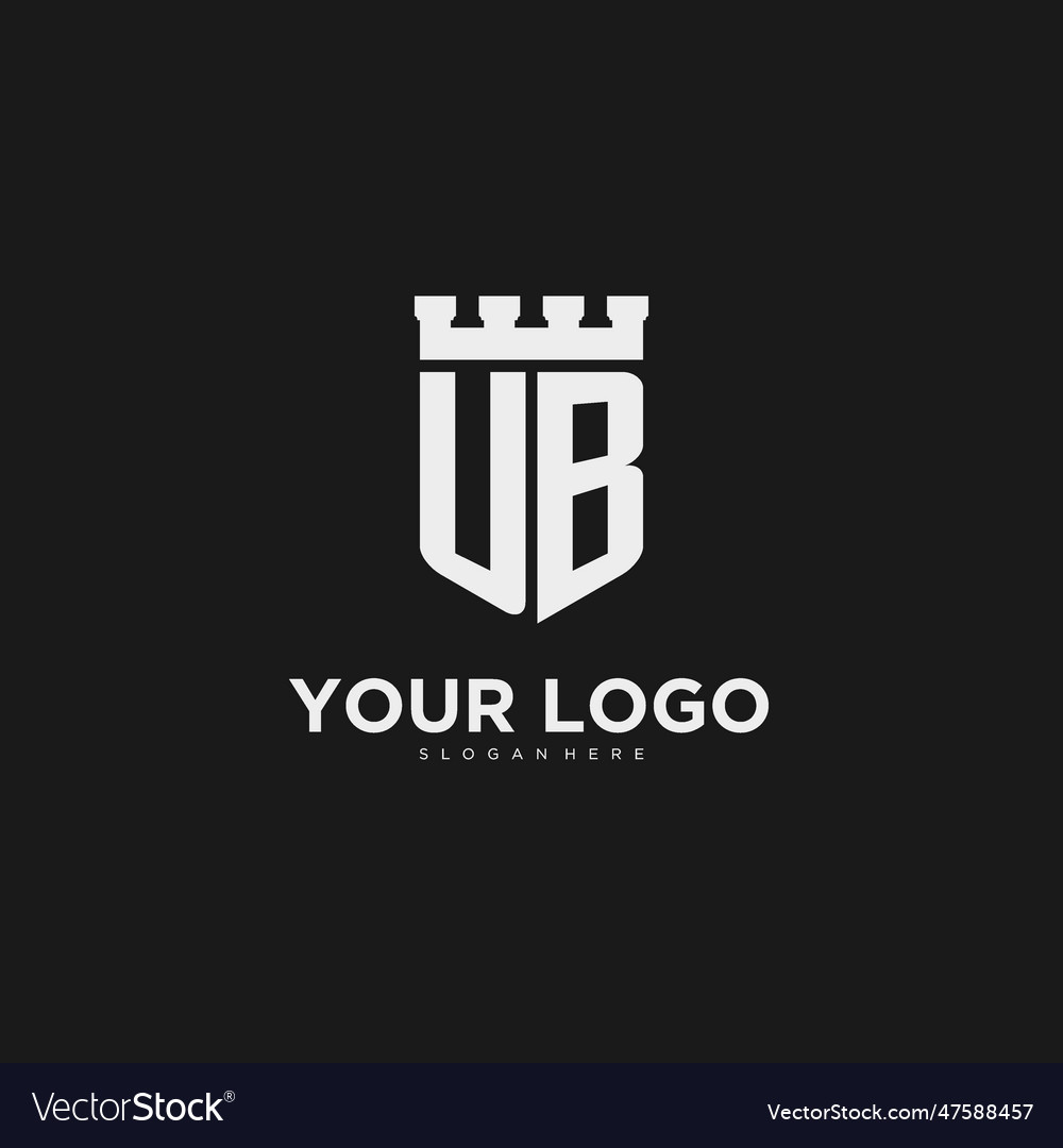 Initials ub logo monogram with shield Royalty Free Vector