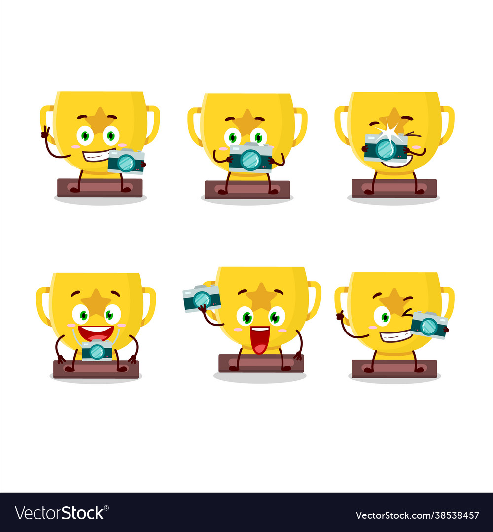 Photographer profession emoticon with gold trophy Vector Image