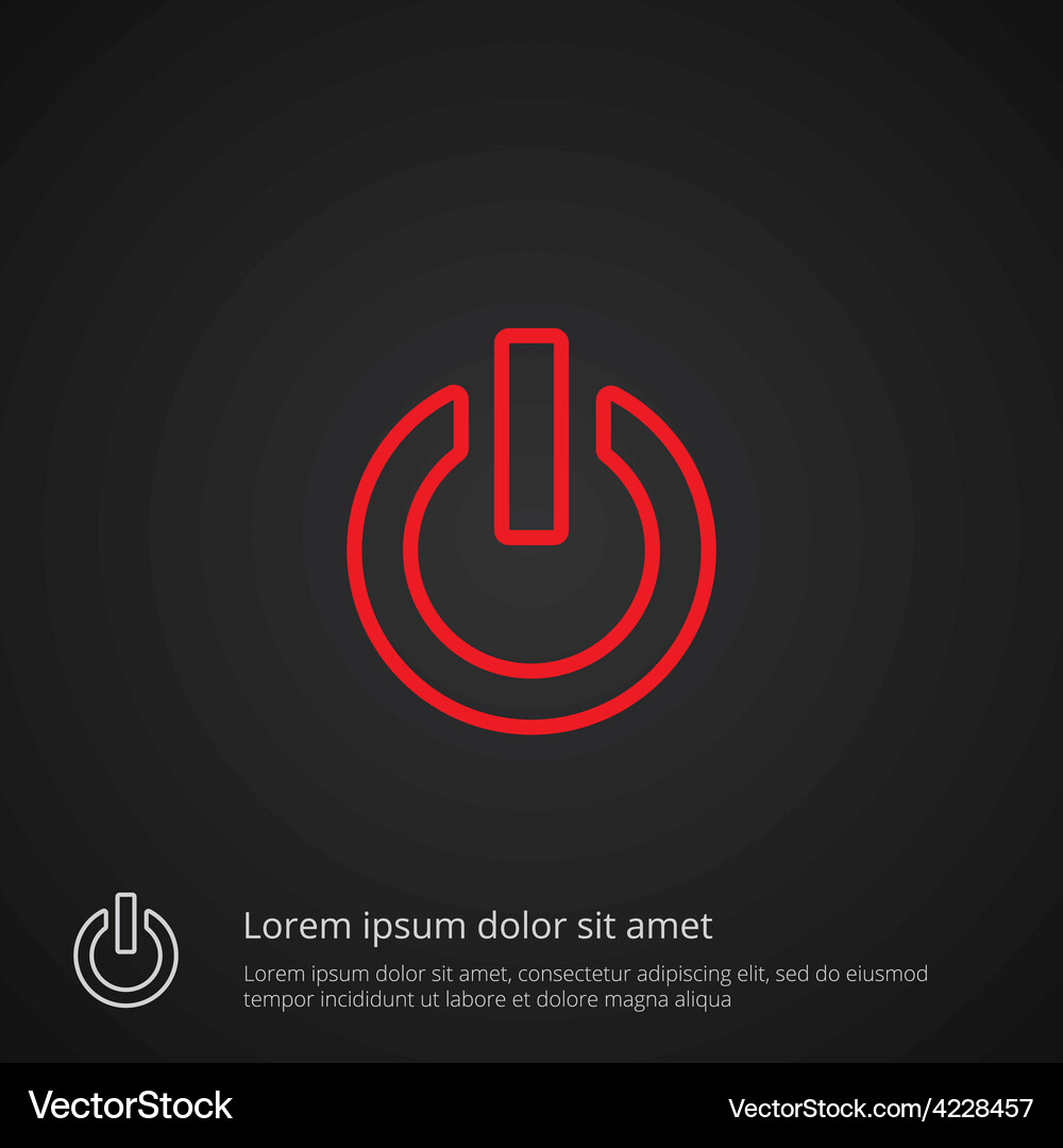 Power on outline symbol red dark background Vector Image