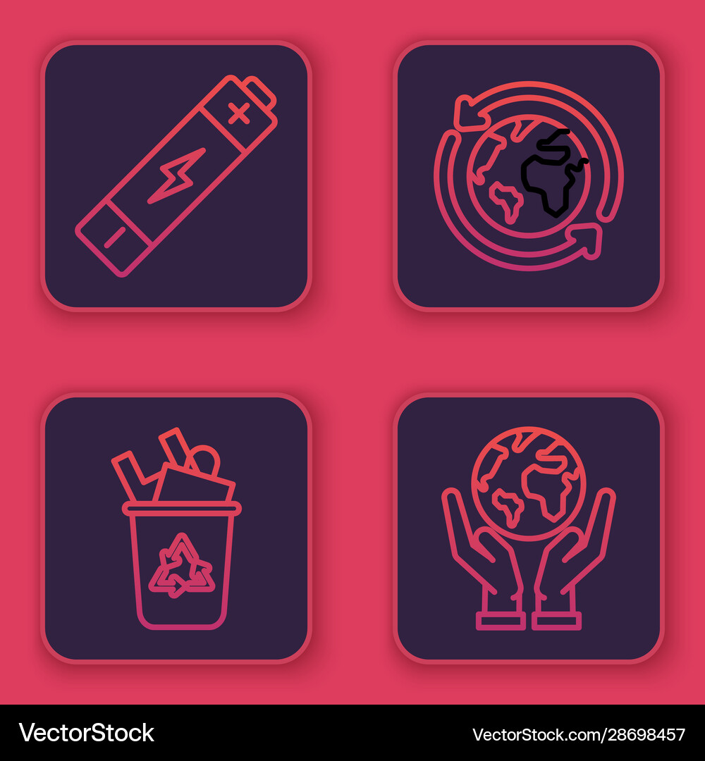 Set line battery recycle bin with recycle symbol Vector Image