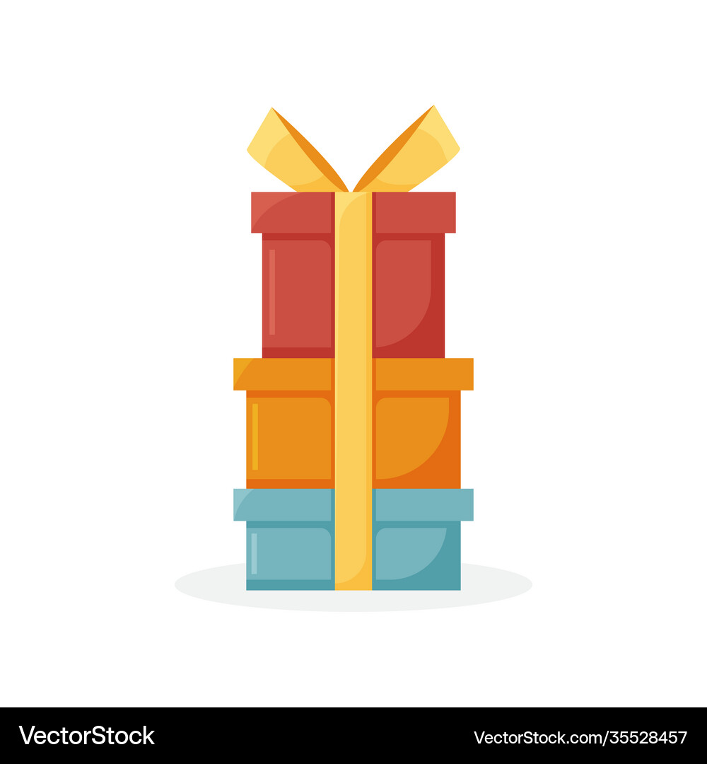 Stack christmas boxes for gifts flat design Vector Image