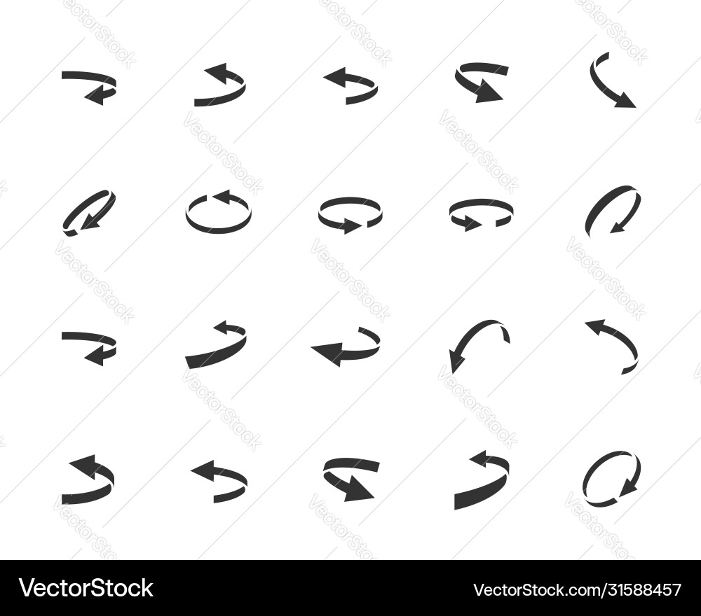 Turning arrows icon set in glyph style Royalty Free Vector