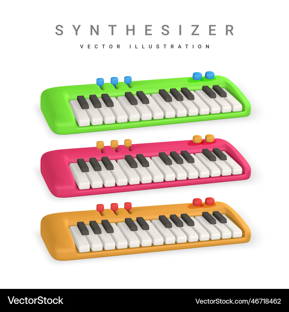 3d realistic synthesizer music concept design in Vector Image