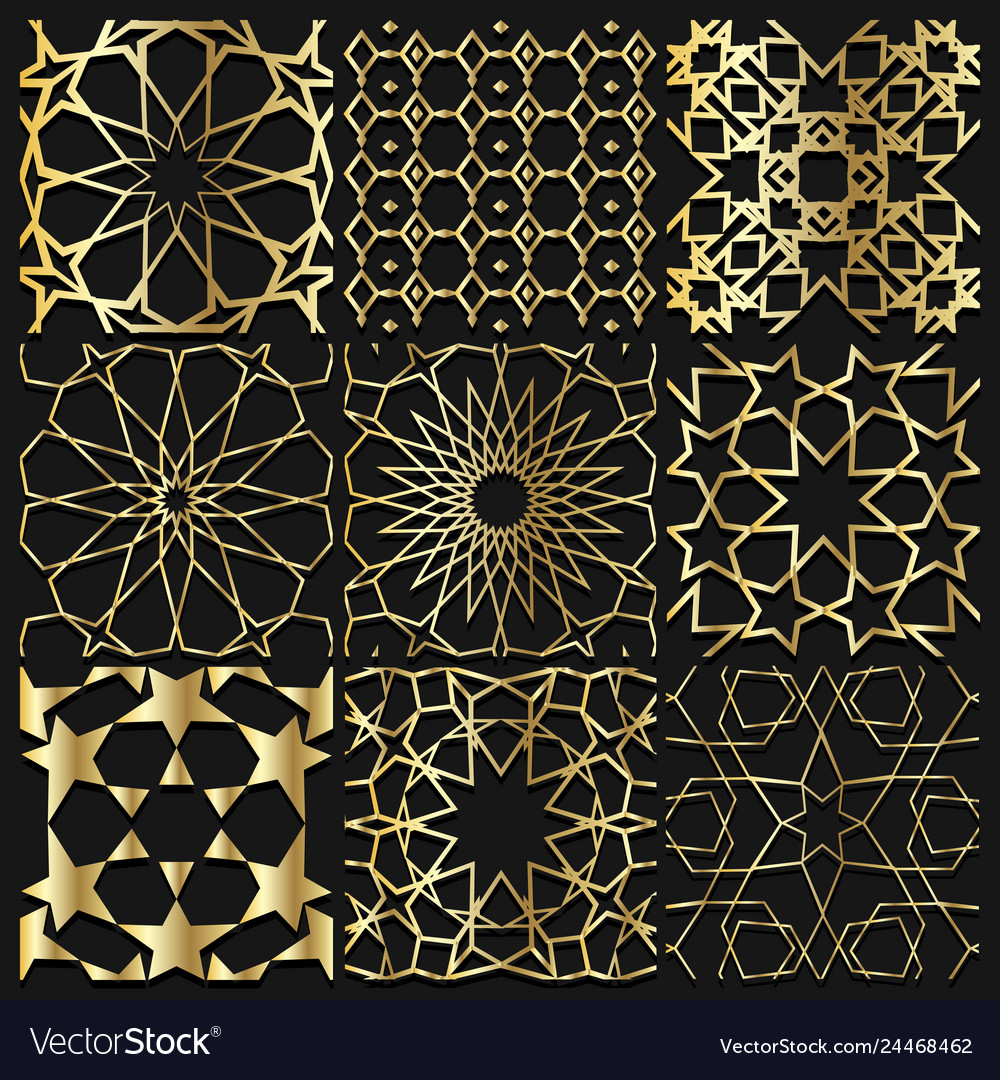 Arabesque gold pattern background collection Vector Image