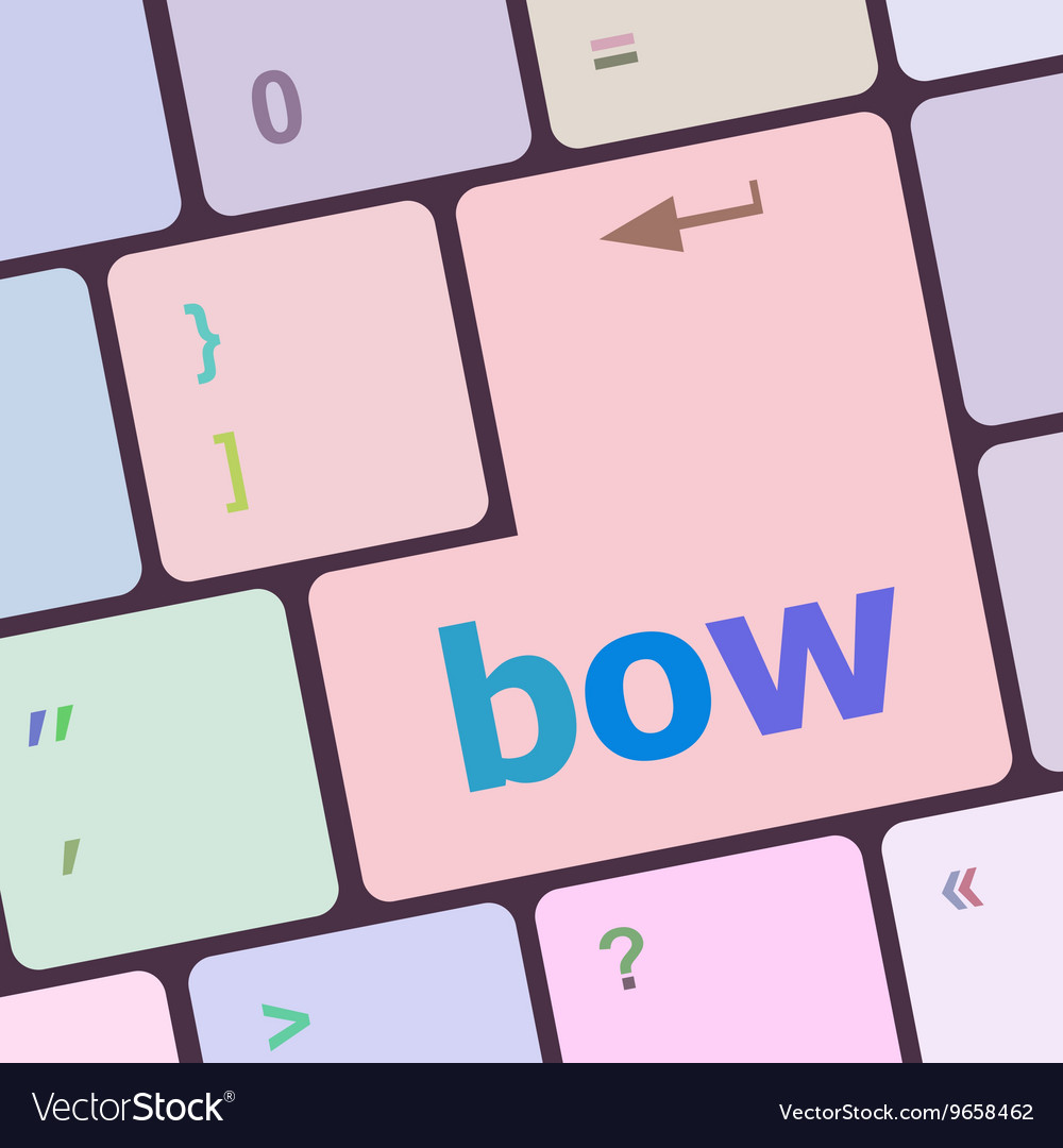 Bow button on computer pc keyboard key Royalty Free Vector
