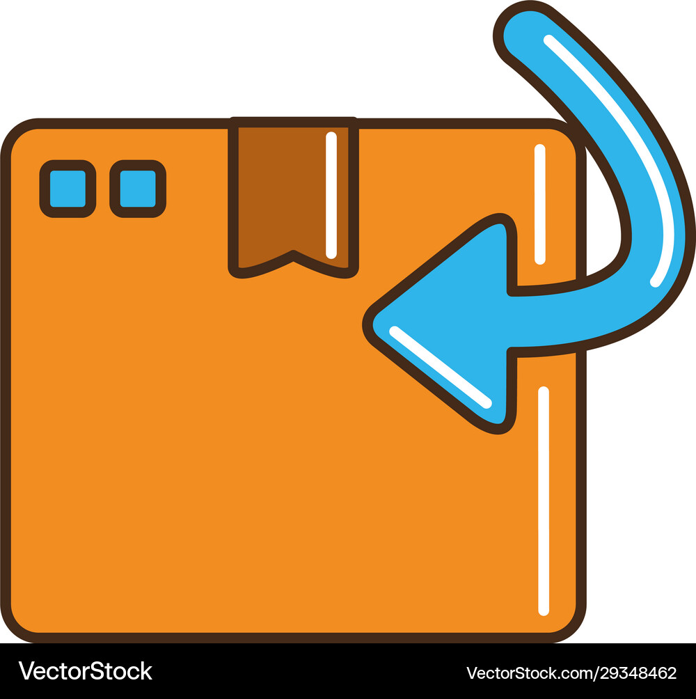 Cardboard box receiving arrow cargo delivery line Vector Image