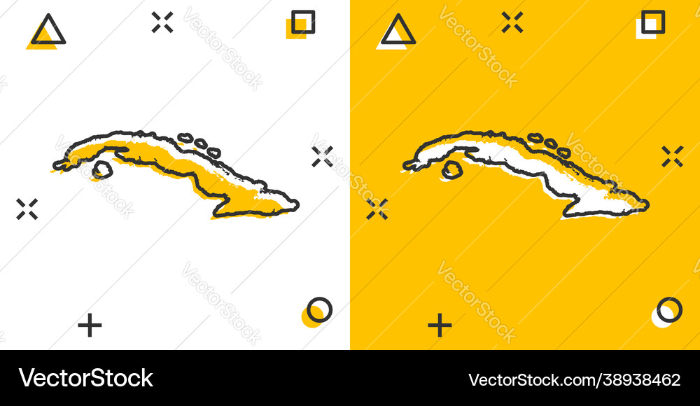 Cartoon cuba map icon in comic style sign Vector Image