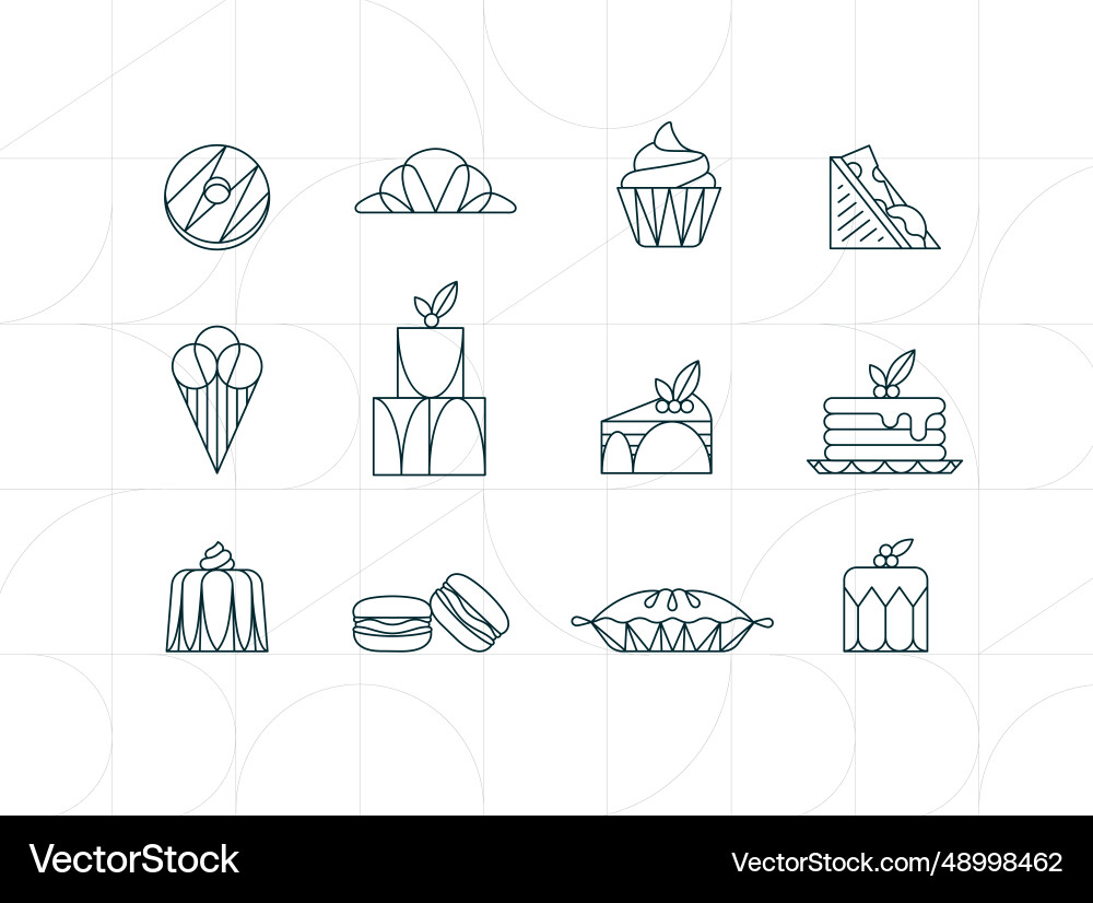 Dessert icons art deco Royalty Free Vector Image