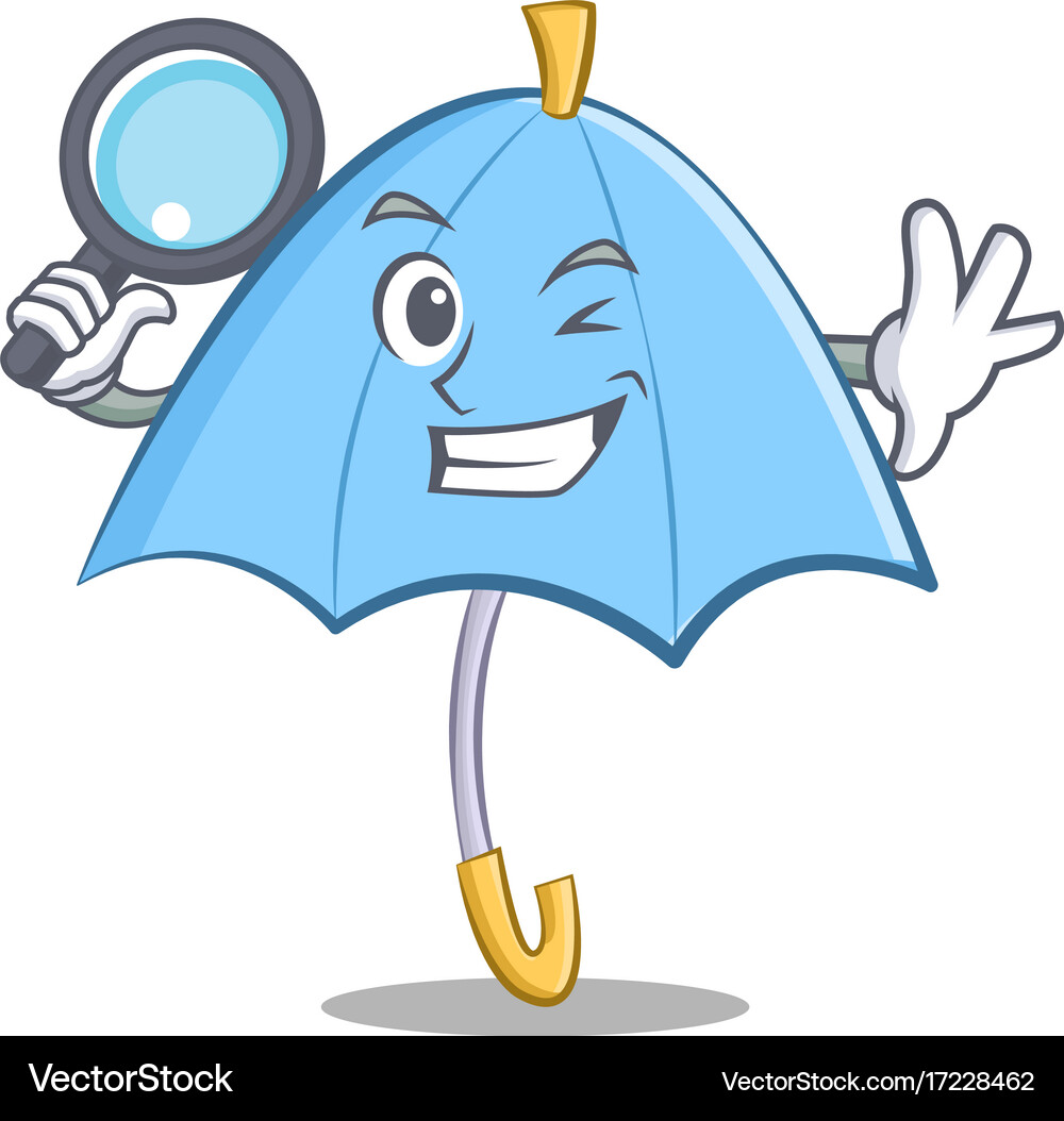 Detective blue umbrella character cartoon Vector Image