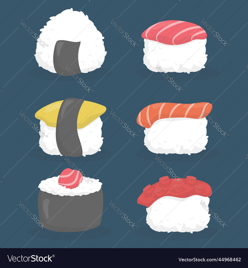 Hand drawn japanese sushi food Royalty Free Vector Image