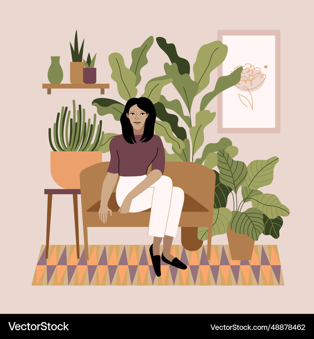 In flat simple style with female character Vector Image