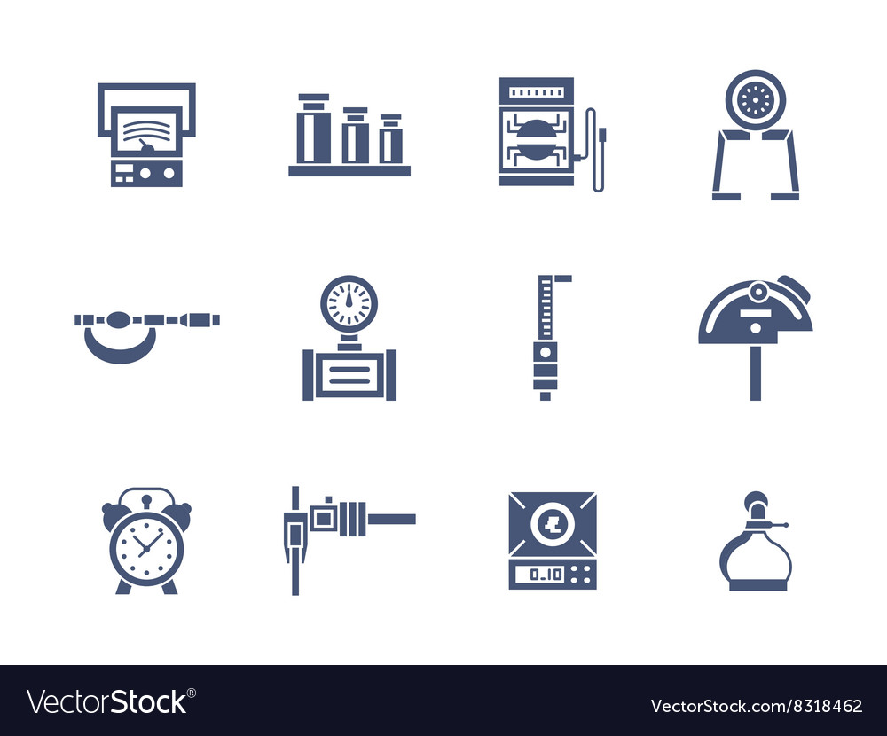 Measurement instruments glyph style icons Vector Image