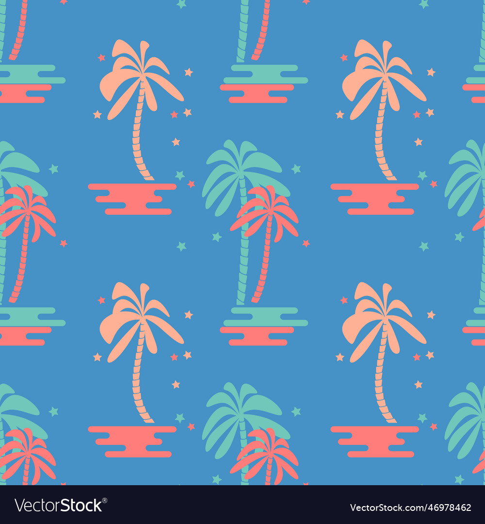 Palm tree seamless pattern psychedelic paradise Vector Image