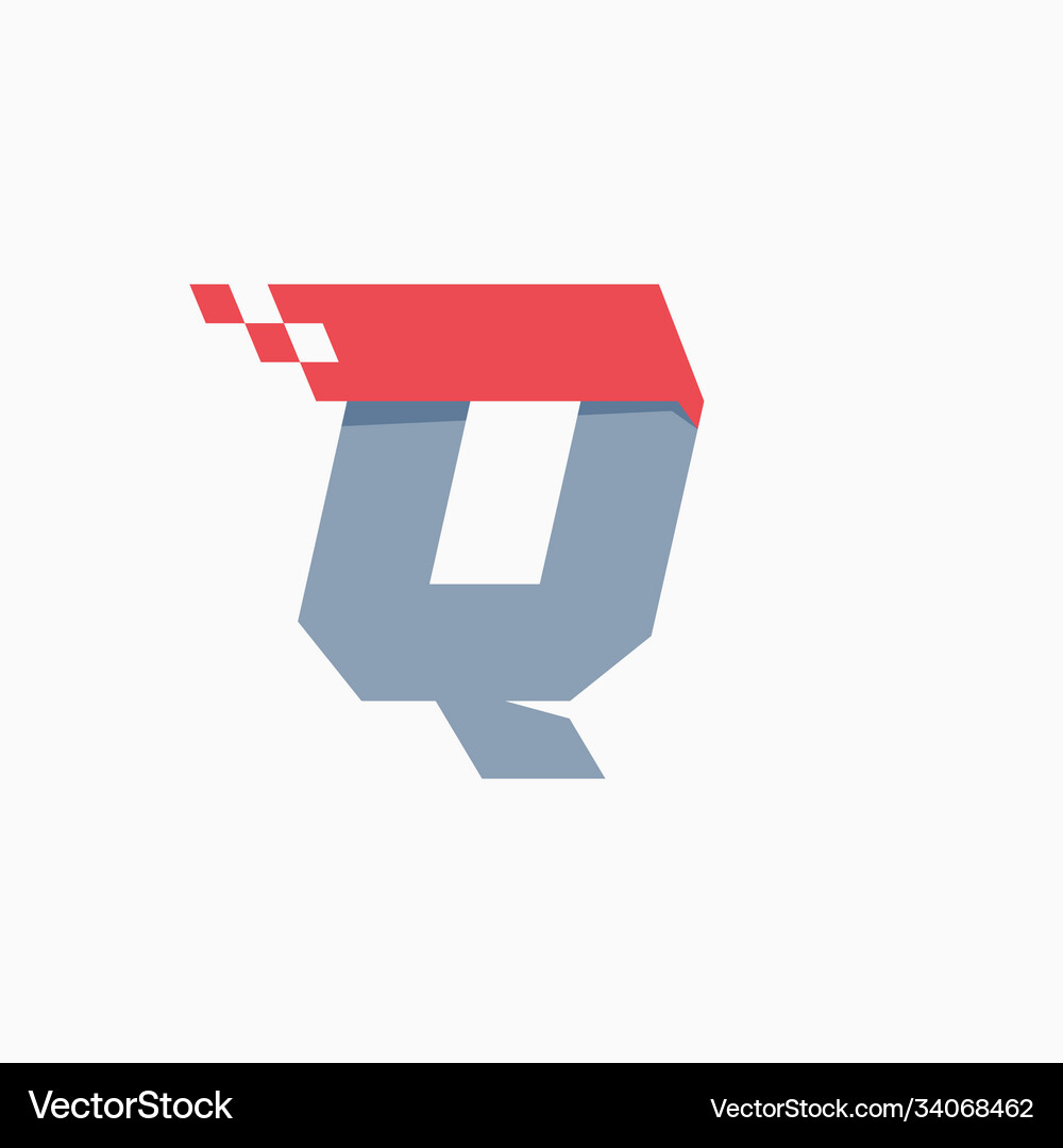 Q letter logo with taxi checkered pattern line Vector Image