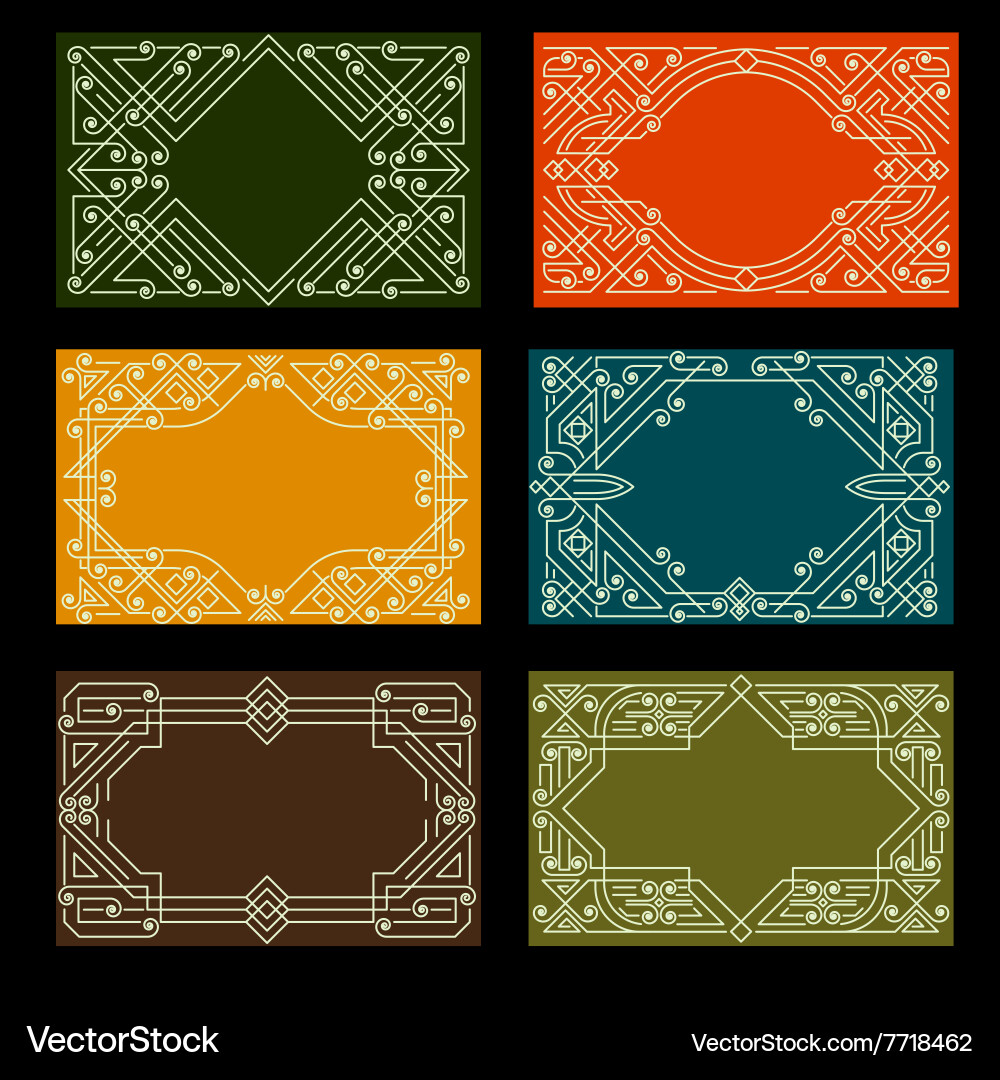 Set of visit card designs with ornate frames Vector Image