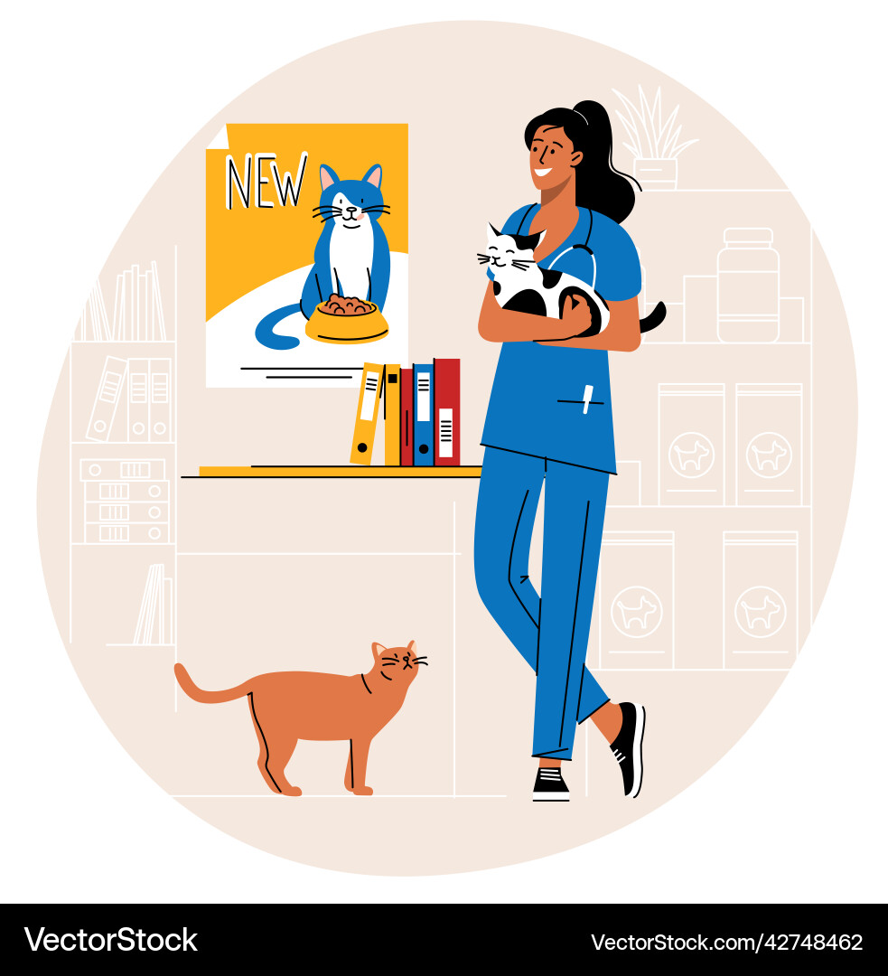 Veterinarian holding a cat Royalty Free Vector Image