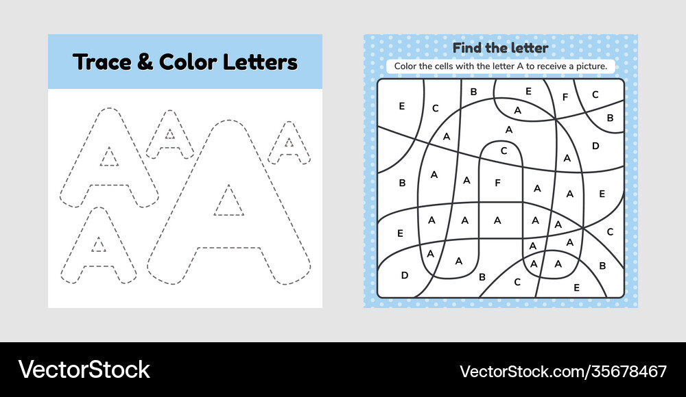 Coloring book letter for kids worksheet Royalty Free Vector