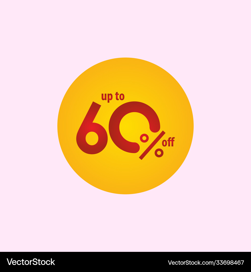 Discount label up to 60 off template design Vector Image