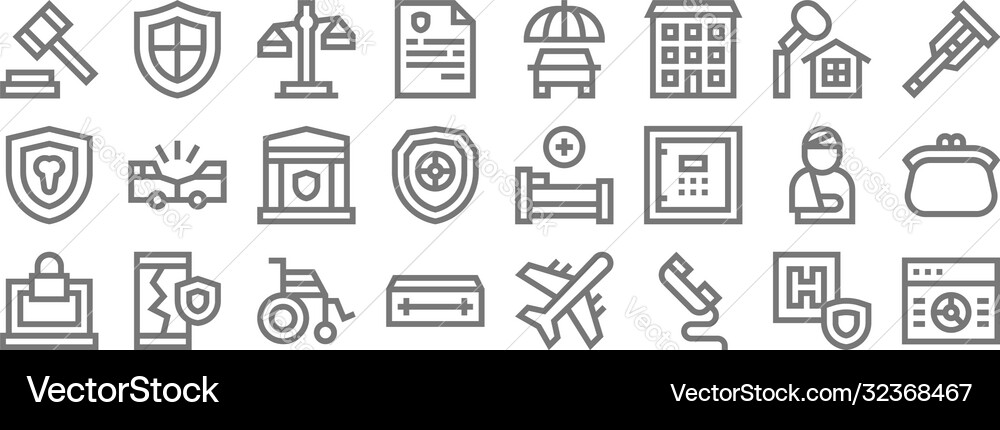 Insurance line icons linear set quality line set Vector Image