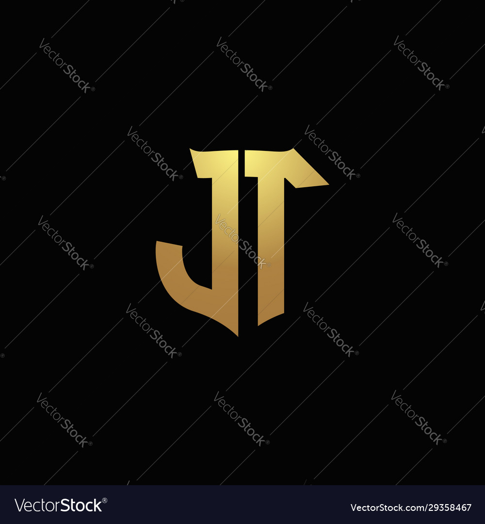 Jt logo monogram with gold colors and shield Vector Image