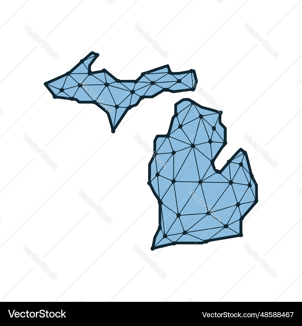 Michigan state map polygonal made of lines Vector Image