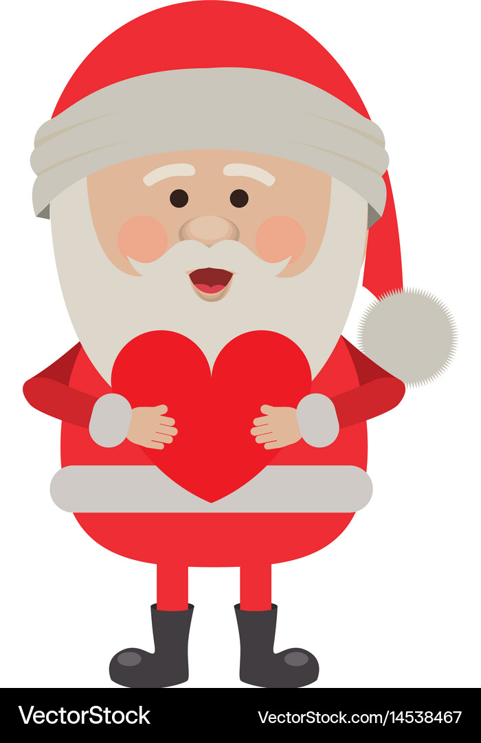 Santa Claus with Heart Silhouette Royalty Free Vector Image