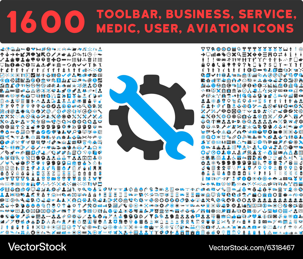 Service icon with large pictograph collection Vector Image
