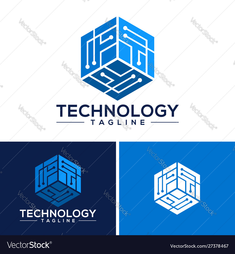 Technology logo design template Royalty Free Vector Image